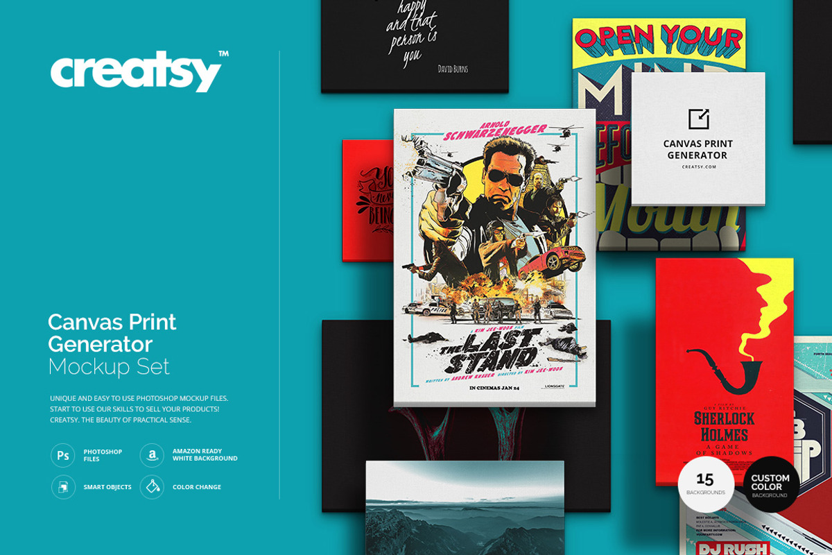 Canvas Print Generator Mockup Set, a Print Template by Creatsy