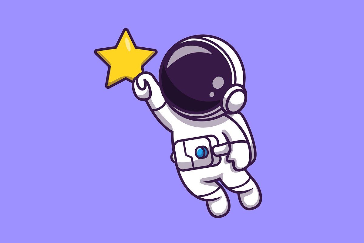 Astronaut Flying And Holding Star, a Technology Illustration by ...