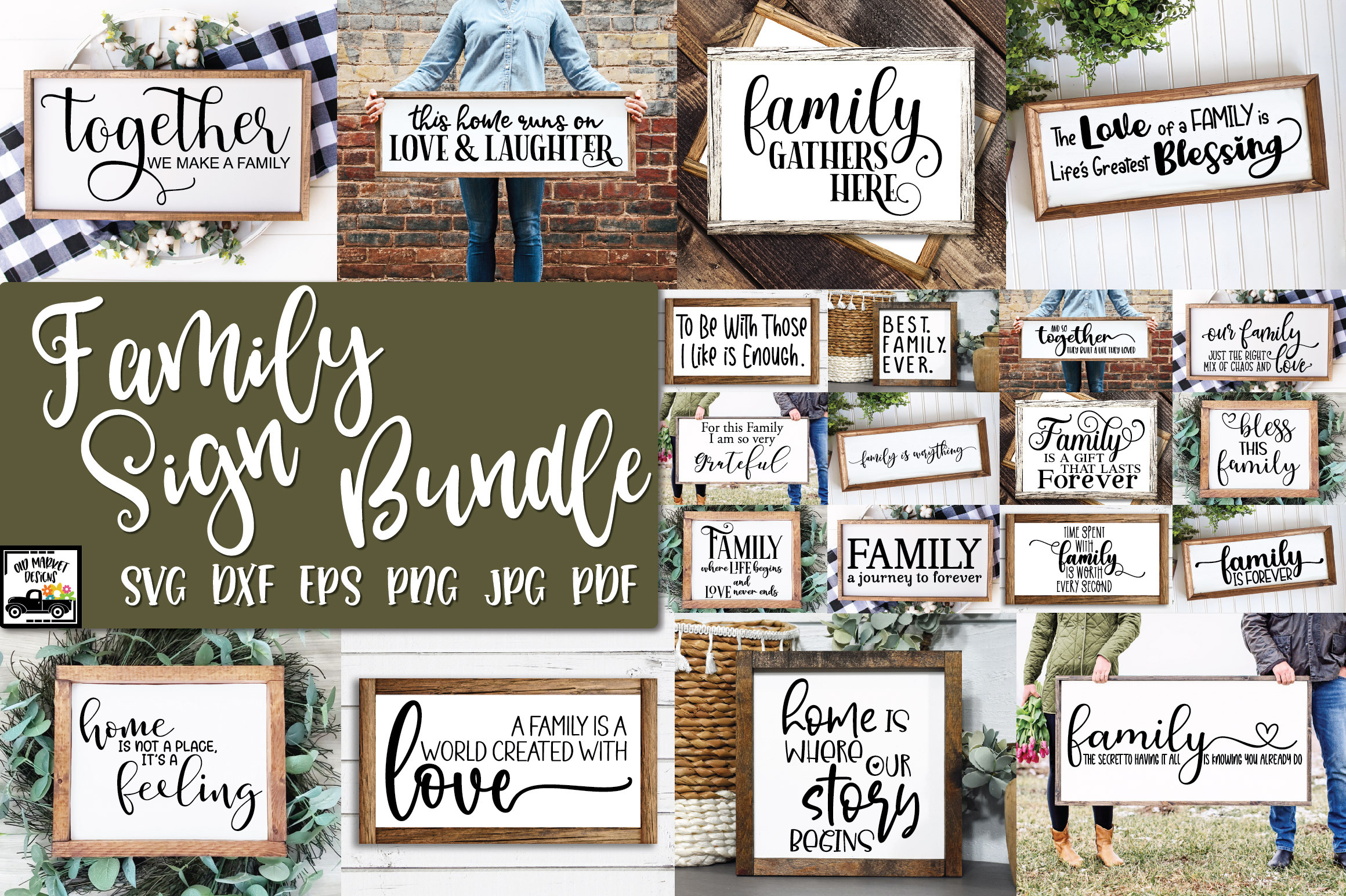 Family Sign Bundle - Farmhouse Signs, a Decorative Illustration by ...