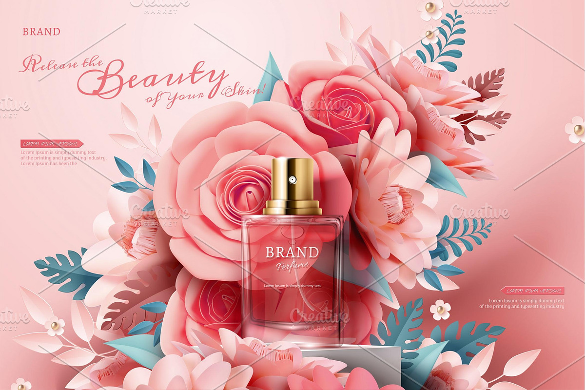 Perfume ads with paper flowers, a Flyer Template by TotallypicRF ...