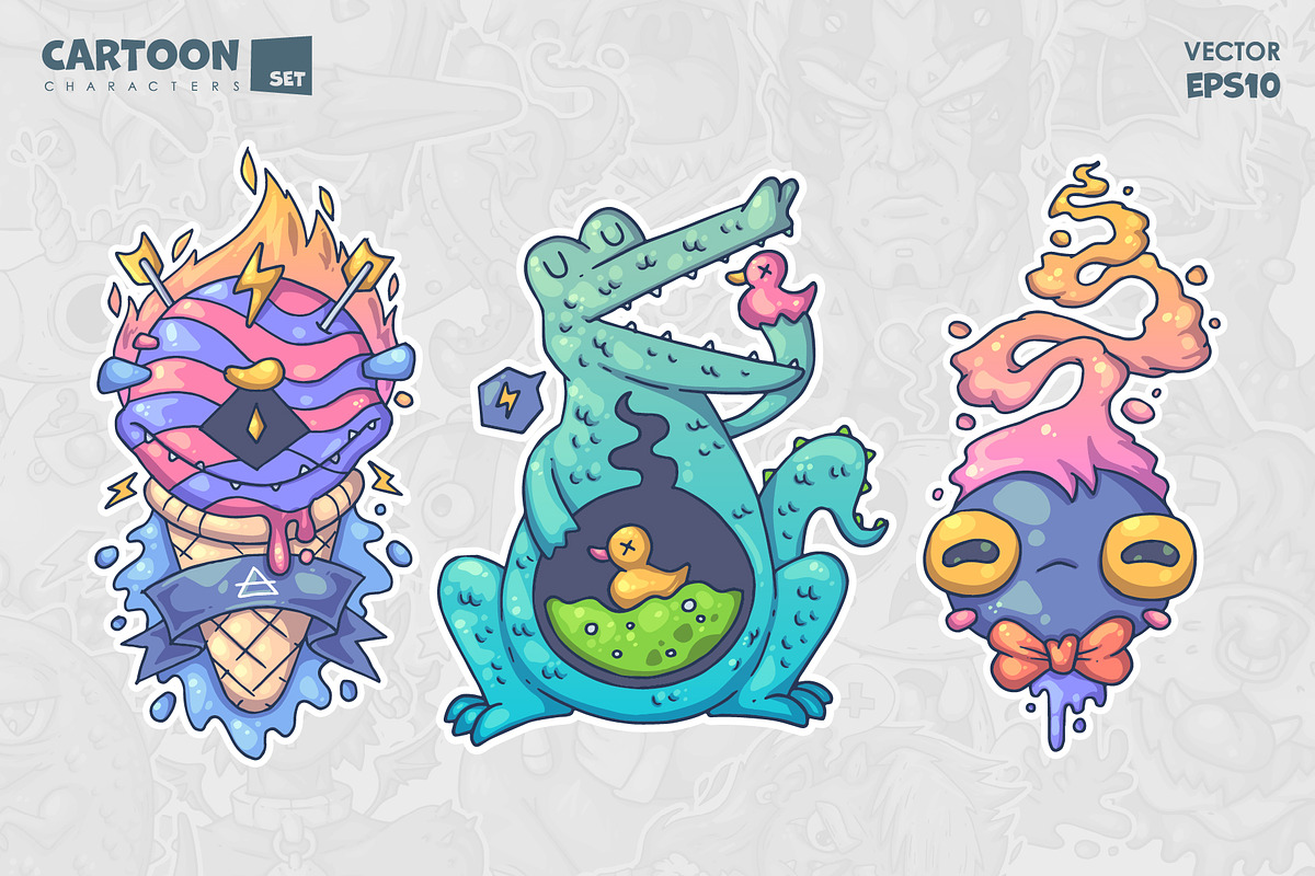 Cartoon Characters Set, a Decorative Illustration by Andrew_Derr ...