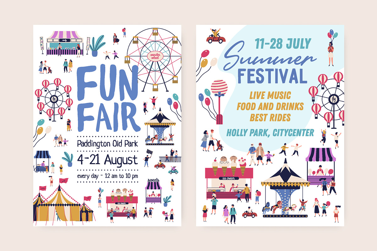 Funfair posters, banner, a Person Illustration by Good Studio