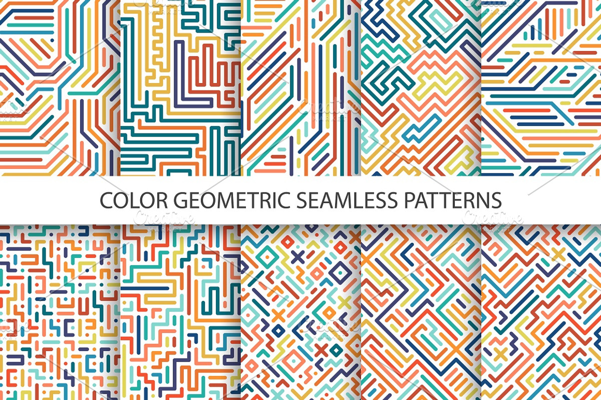 Colorful geometric striped patterns., a Pattern Graphic by ExpressShop
