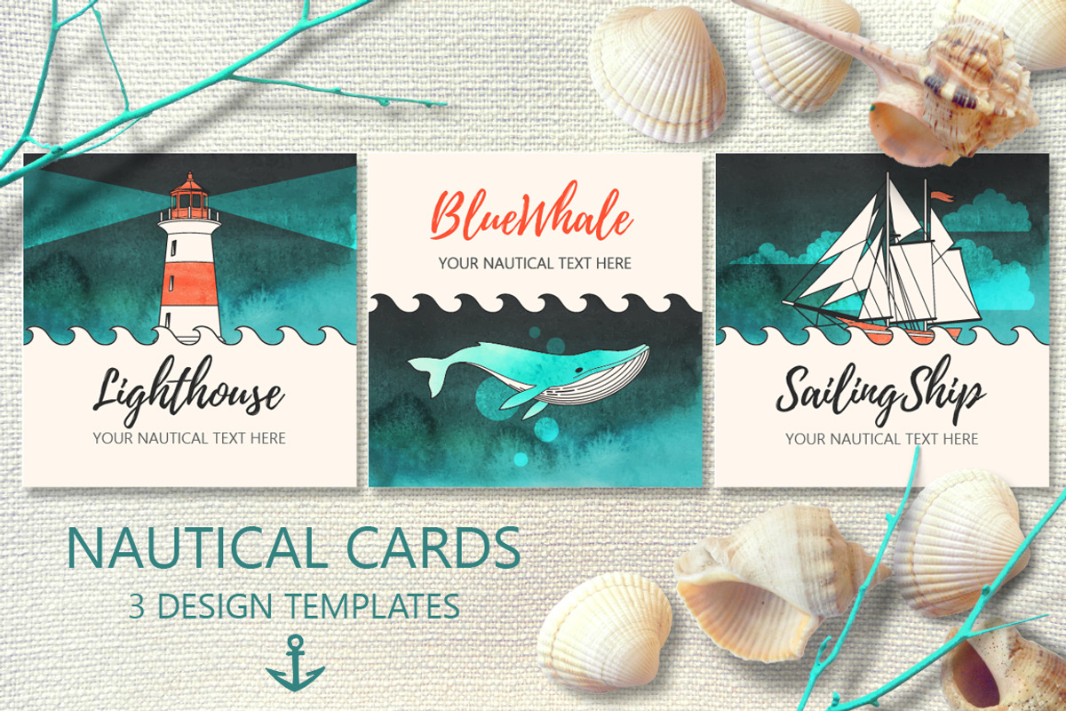 Nautical Cards Templates, a Card Template by GreyLilac