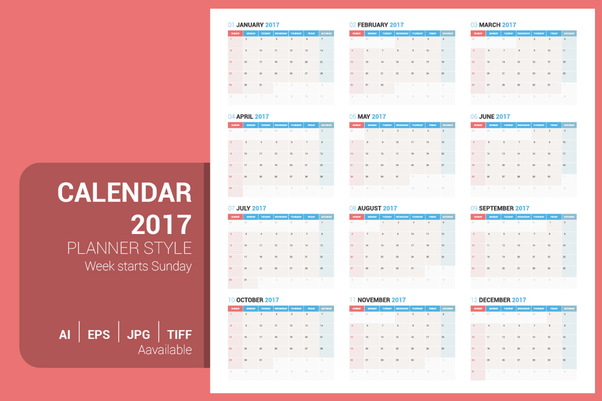 Calendar 2017 Planner Design, a Stationery Template by WORAKAMON Design ...