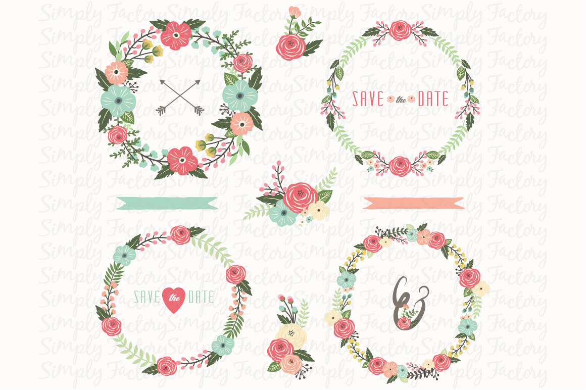Floral Wreath Elements, an Illustration by Simply Factory | Creative Market