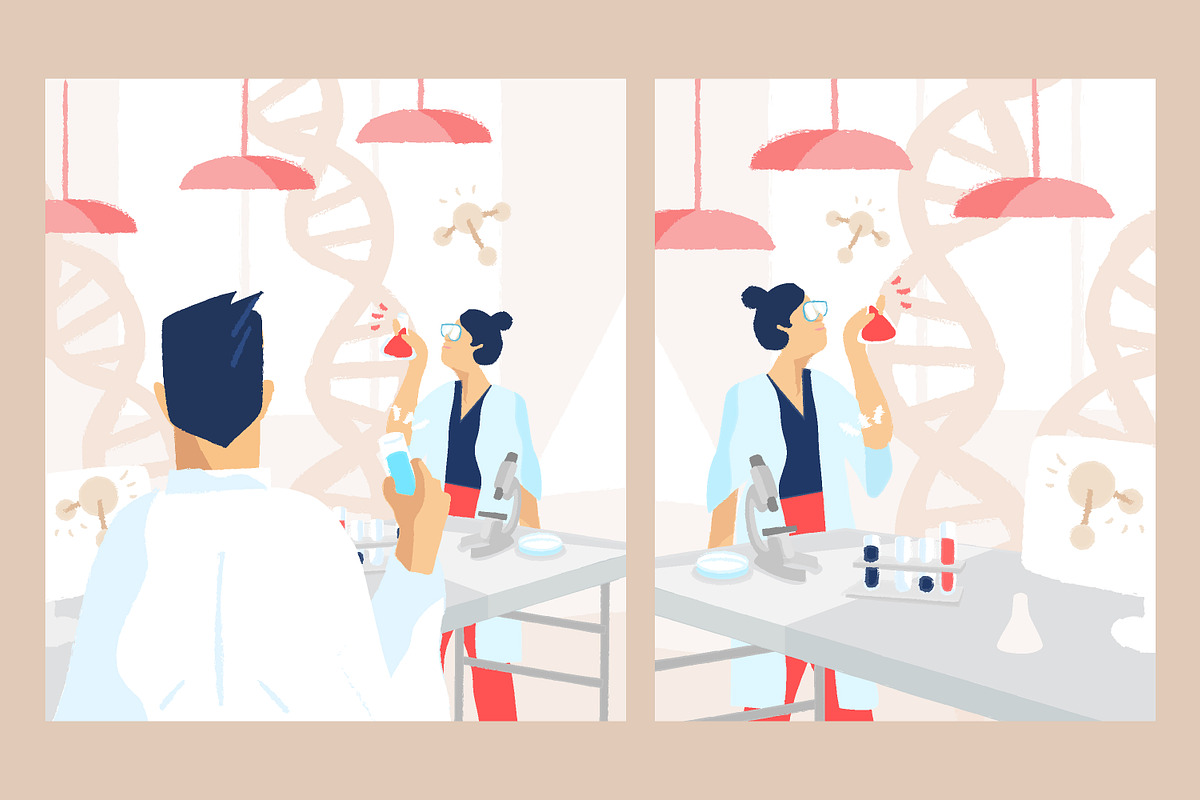 Laboratory, science research banner, a Healthcare Illustration by Good ...