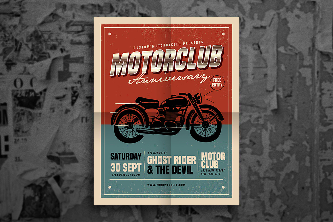 Retro Motorclub Event Flyer, a Flyer Template by Guuver