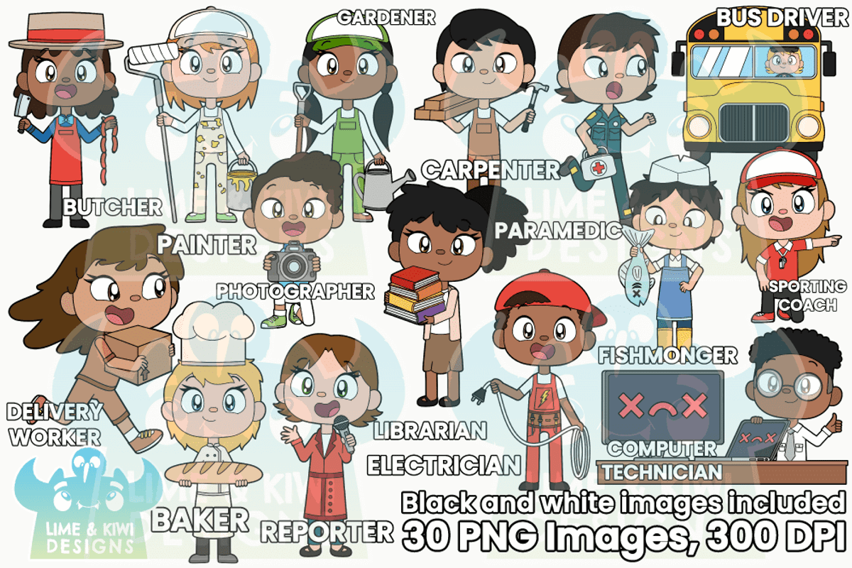 Occupations Clipart Bundle 1, a Person Illustration by Lime & Kiwi Designs