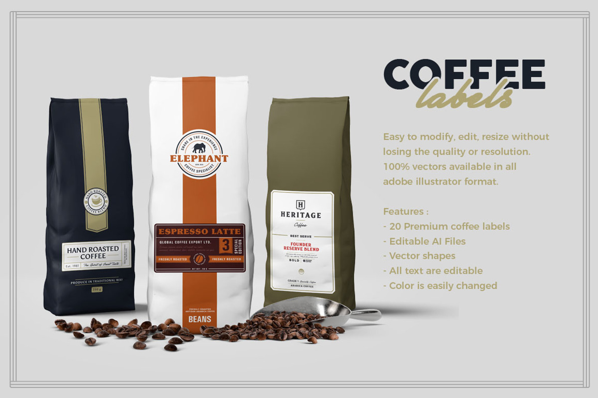 Premium Coffee Labels, a Branding & Logo Template by Rich Graphic