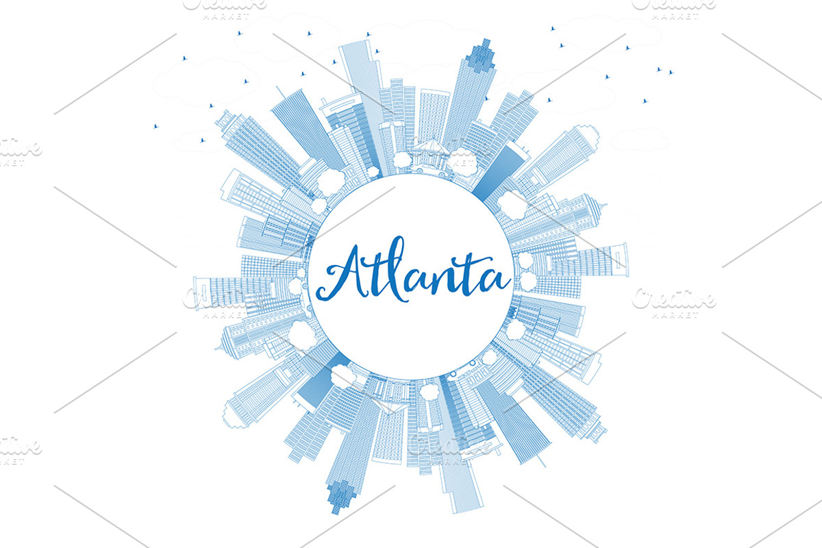 Outline Atlanta Skyline, a Person Illustration by Booblgum | Creative ...