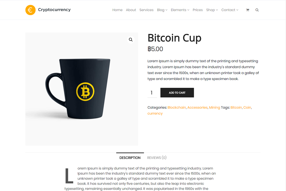 Cryptocurrency Bitcoin WordPress Theme