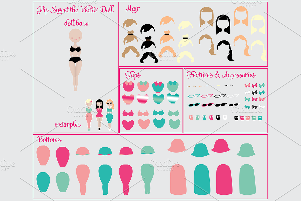 Build a Doll Vector Kit, an Illustration by Pip Sweet
