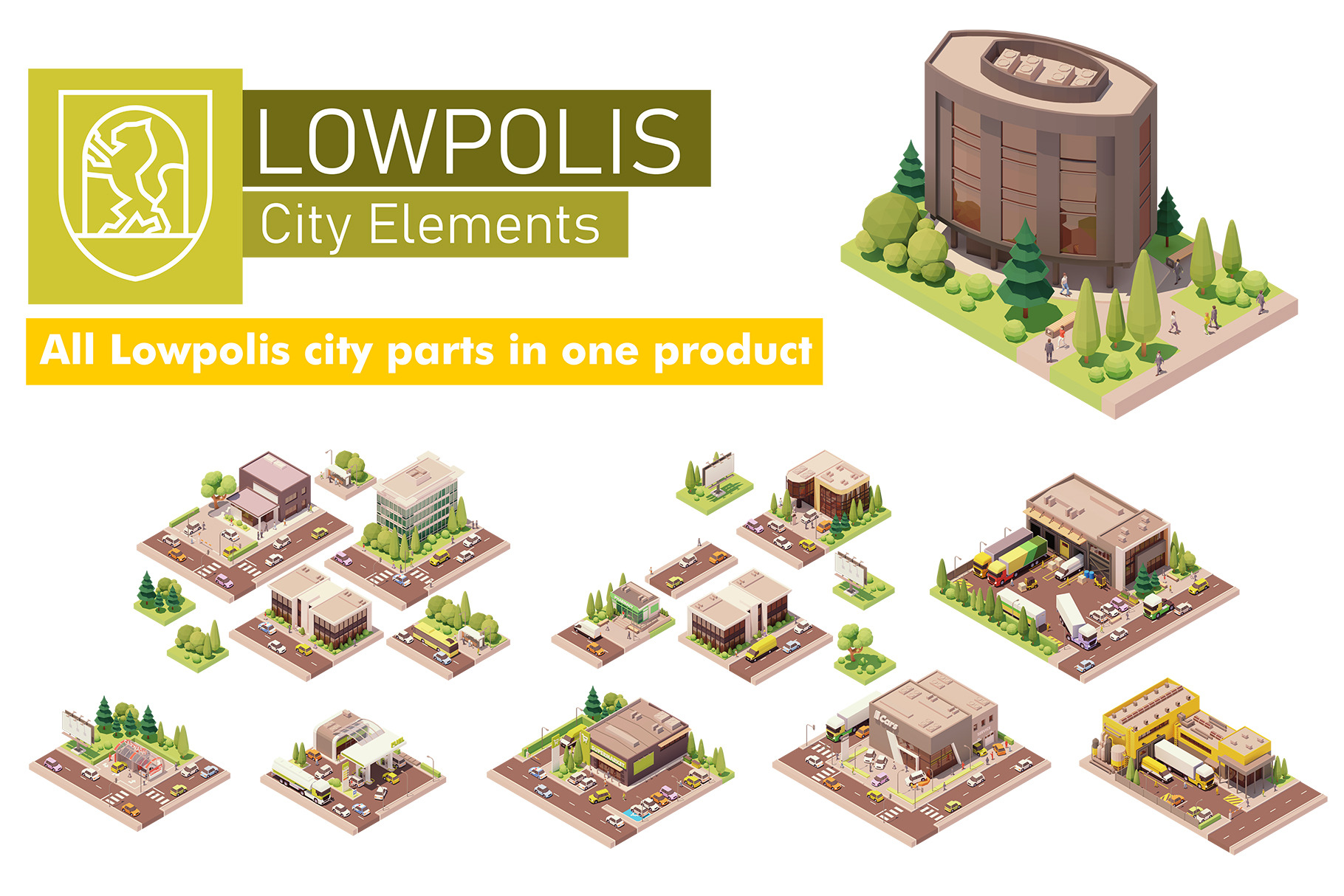 Isometric city map elements, an Object Graphic by tele52 | Creative Market