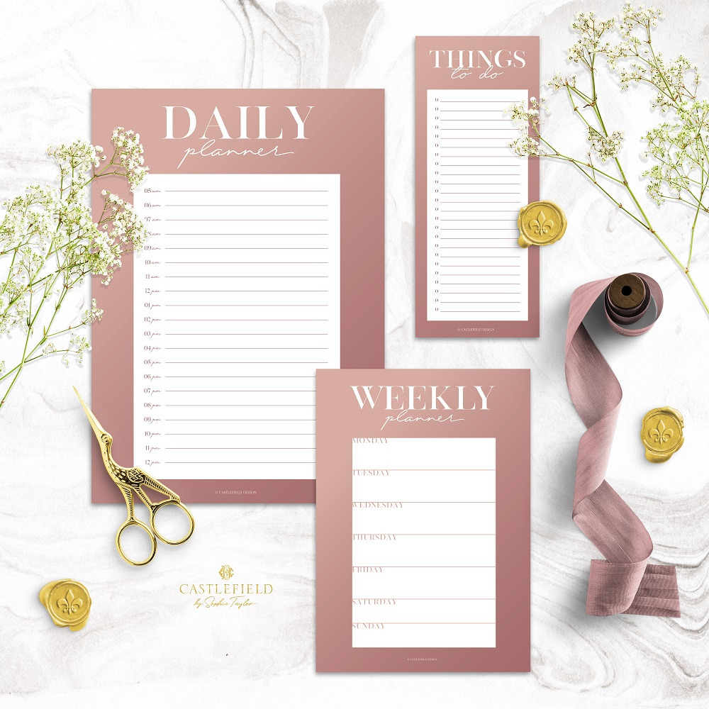 Modern Rose Pink Printables Bundle, a Graphic by Castlefield Design ...