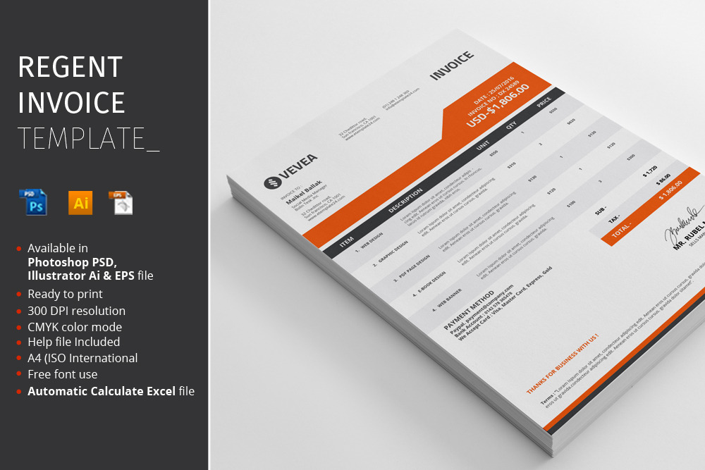 Regent Invoice Template, a Stationery Template by alimran24 | Creative ...