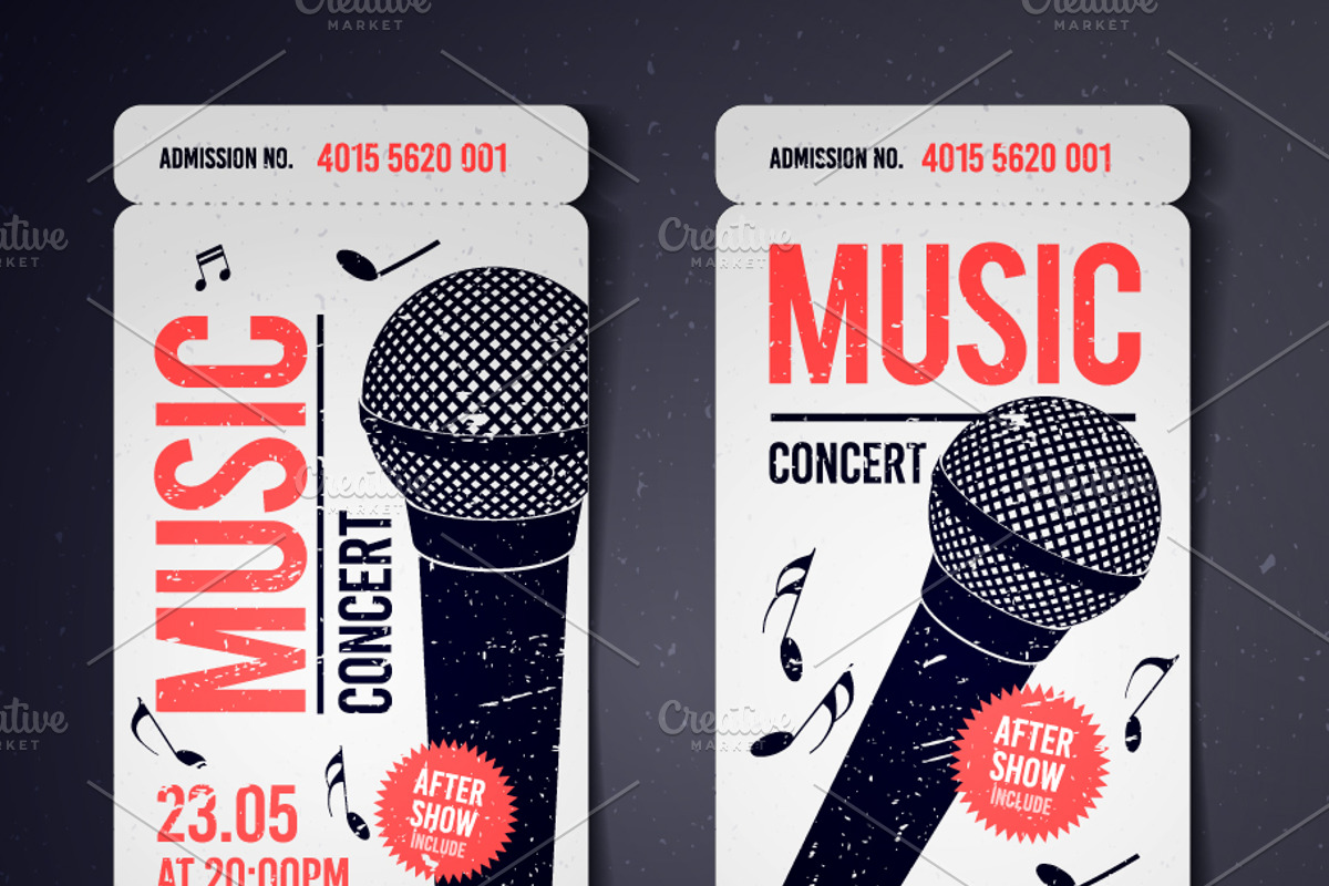 Music Concert Ticket Design Template, an Object Graphic by Black White ...