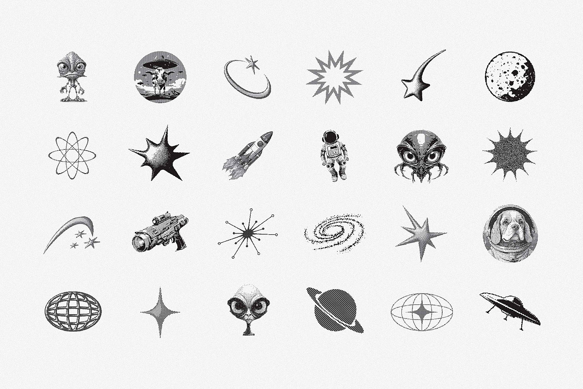 144 Dithering Bitmap Vector Shapes, an Object Graphic by pixelbuddha.net