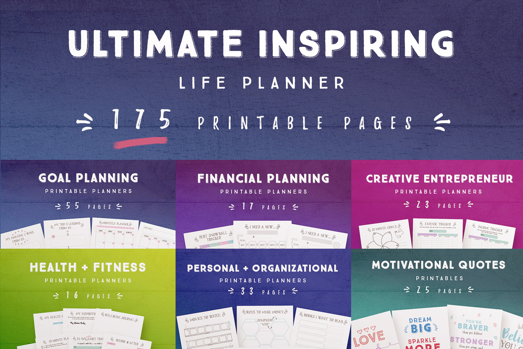 Ultimate Inspiring Life Planner, a Stationery Template by Janice Designs