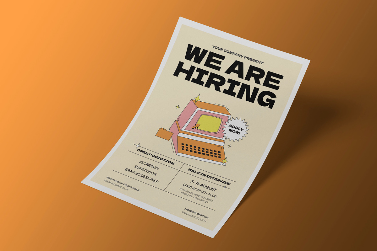 Retro Hiring Flyer, a Flyer Template by Neermana
