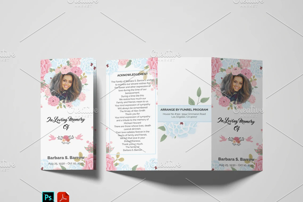 Trifold Funeral Program Template | Creative Market