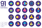 Fintech - Finance Technology Icons, an Icon by Flat Icons | Creative Market