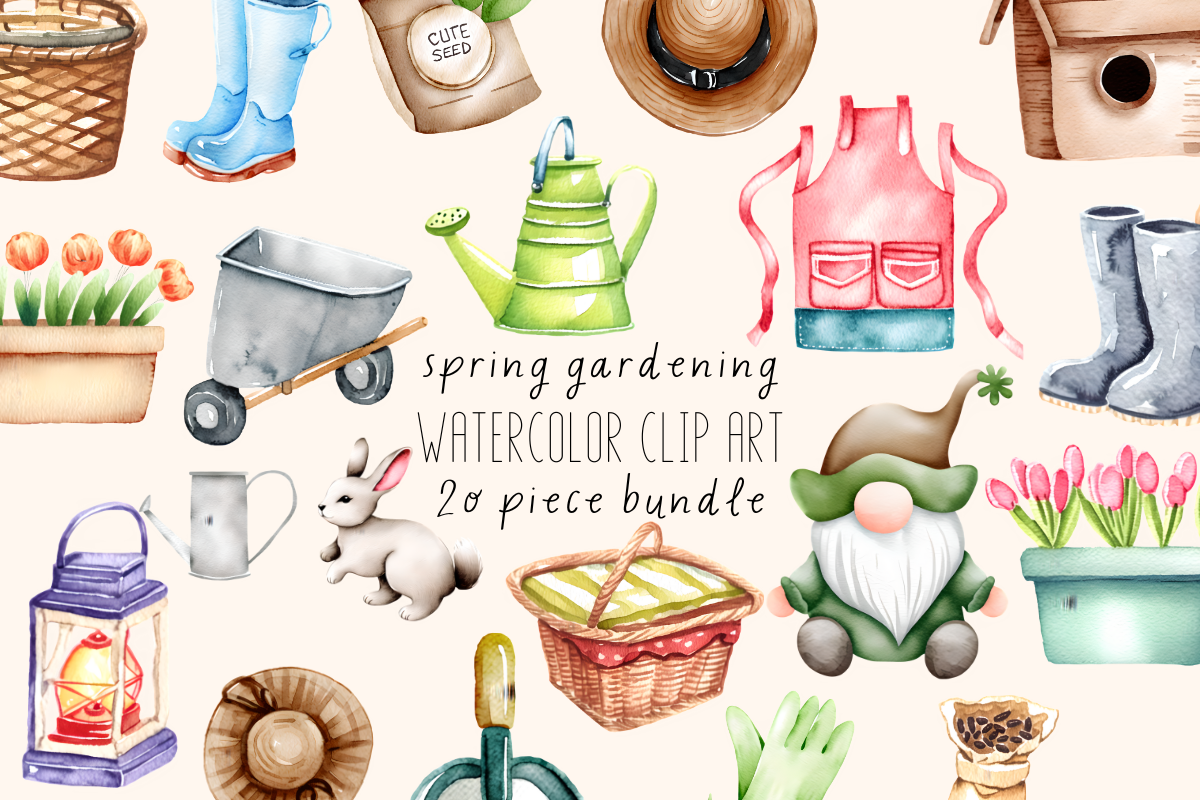 Spring Gardening Clipart Bundle