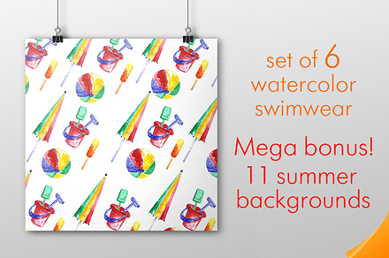 Summer watercolor objects. | Decorative Illustrations ~ Creative Market