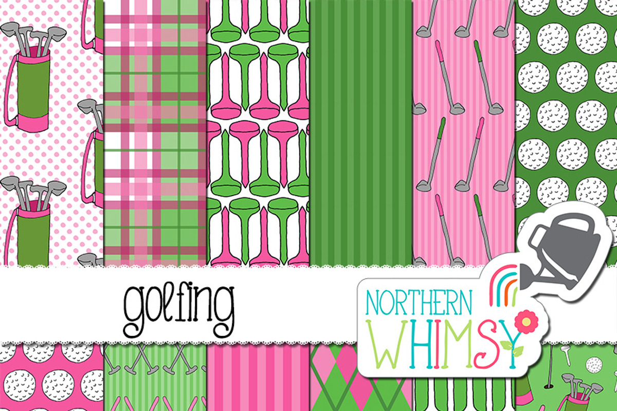Ladies Golf Patterns, a Pattern Graphic by Northern Whimsy Design