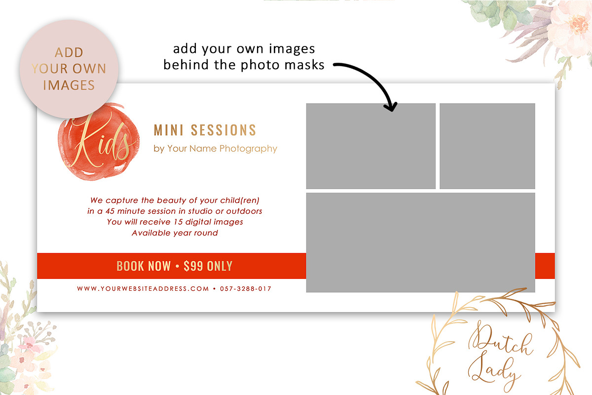 PSD Photo Session Card Template #23, a Card Template by The Dutch Lady ...