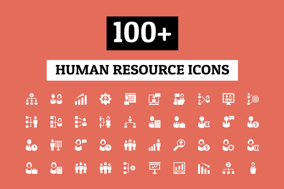 100+ Human Resource Icons, a Solid Icon by Creative Stall