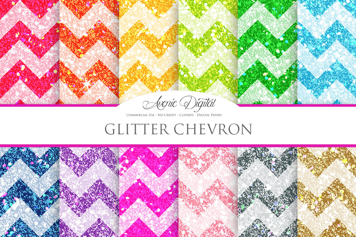 Glitter Chevron Digital Paper, a Texture Graphic by Avenie Digital