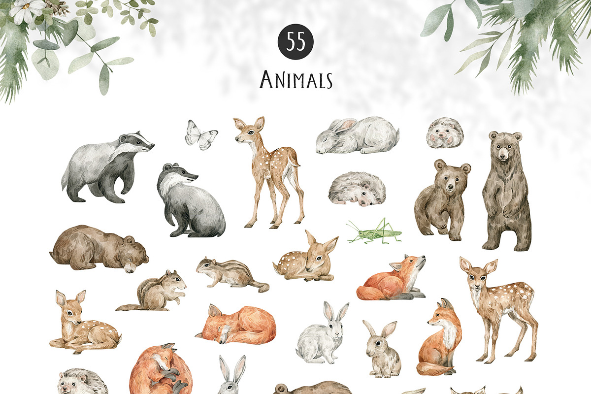 Forest Babies. Wild Animals clipart, an Animal Illustration by Kreker Kate