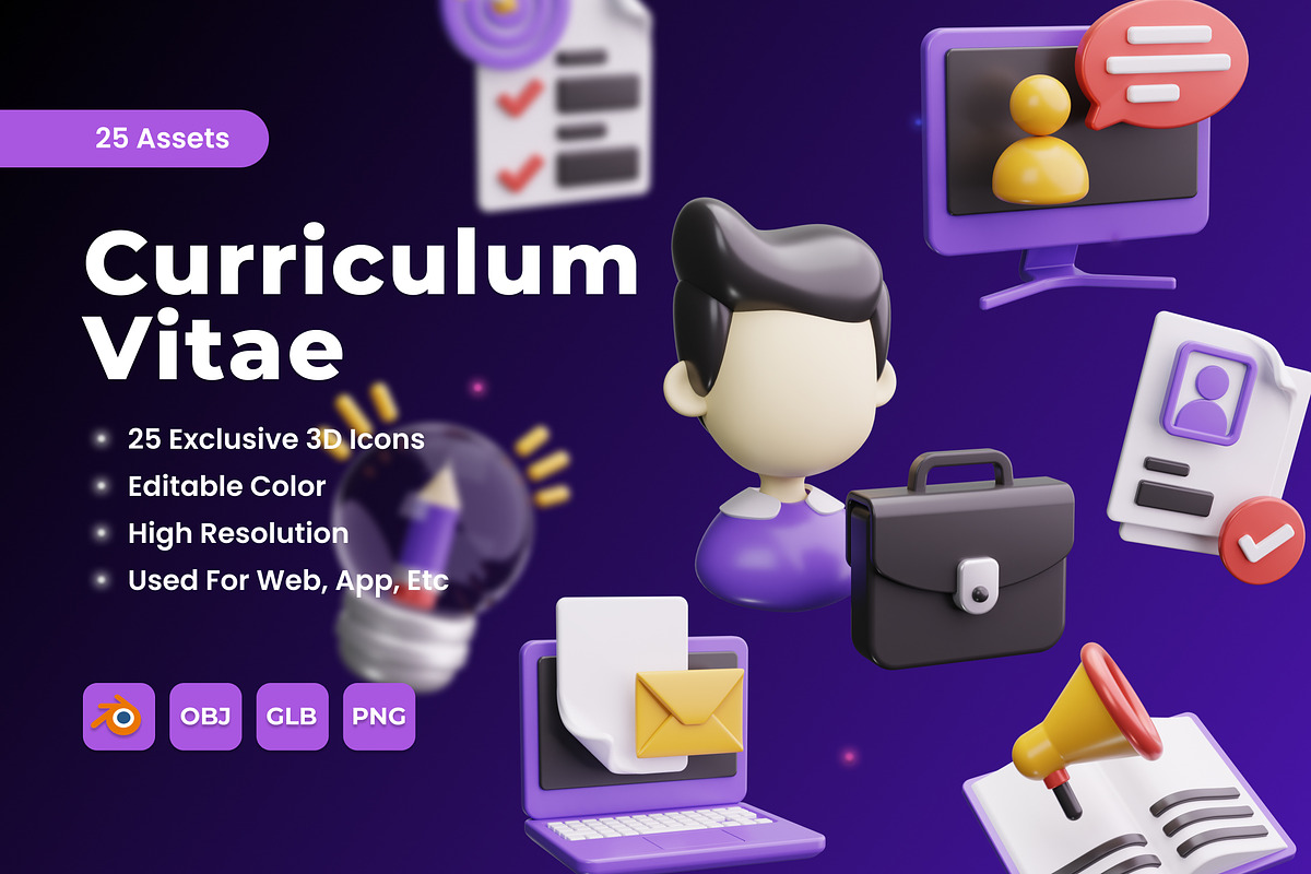 Curriculum Vitae 3D Icon, an Object 3D Model by HacaStudio