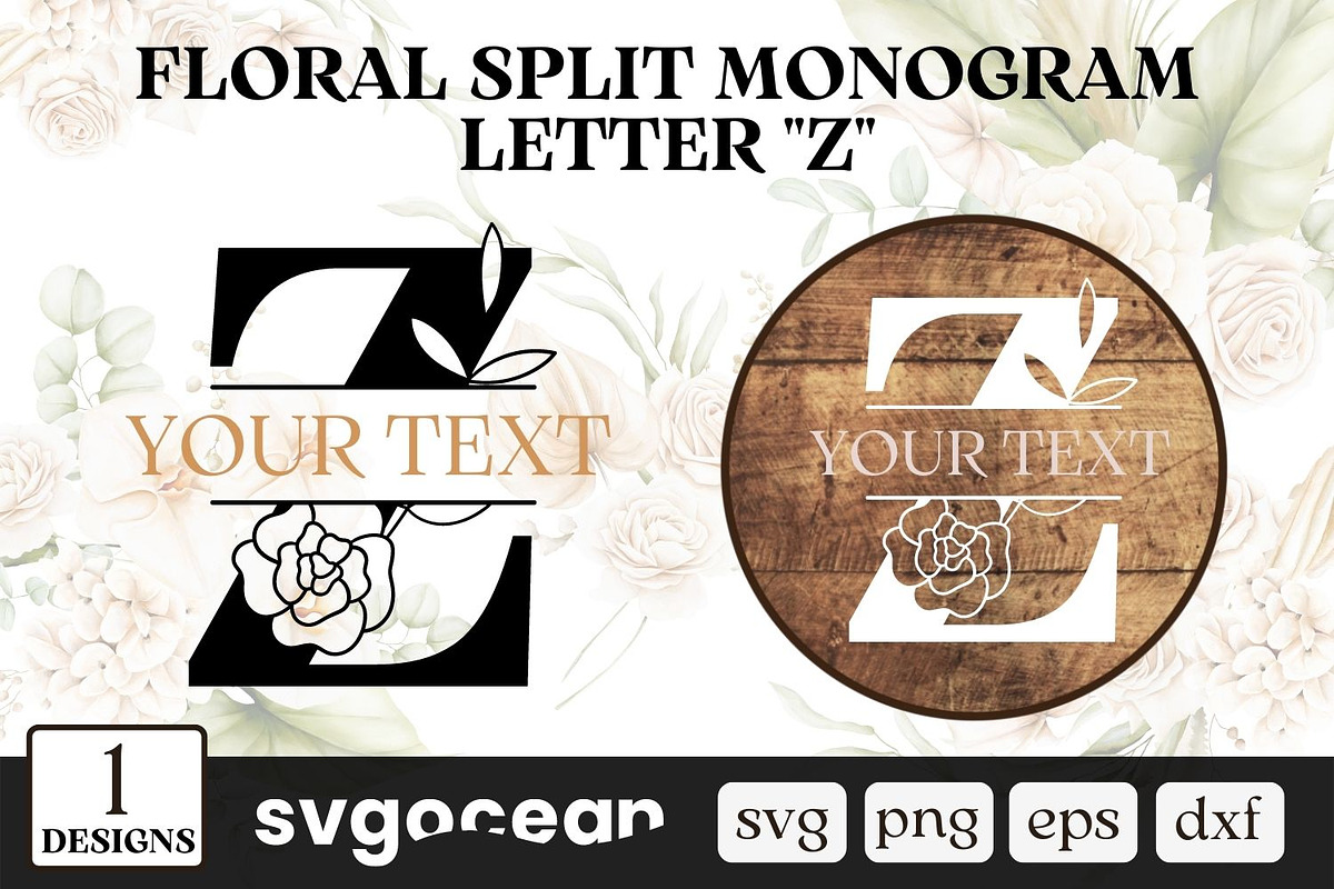 Split Letters Floral Monogram, an Illustration by svgocean