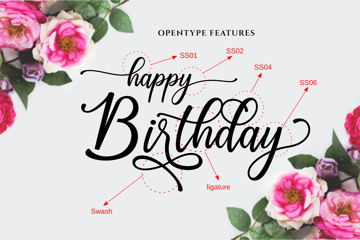 Happy Birthday // Pretty font, a Script Font by Java pep