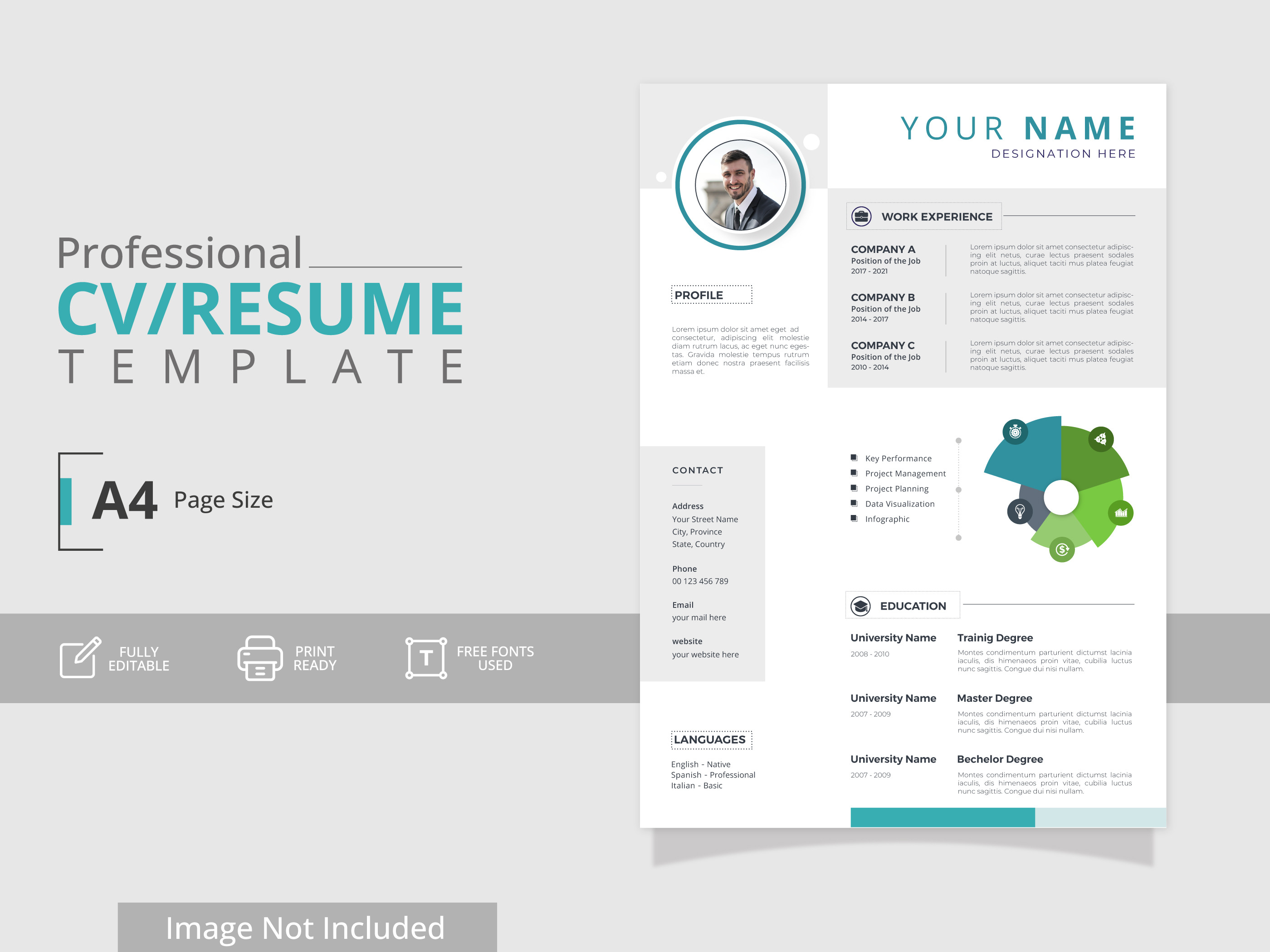 Editable Print Ready CV or Resume, a Resume Template by faysalrean