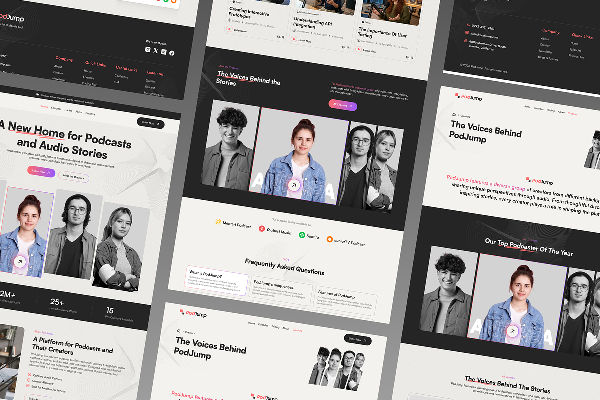 PodJump - Podcast Platform Website, a Landing Page Template by SLAB! Design