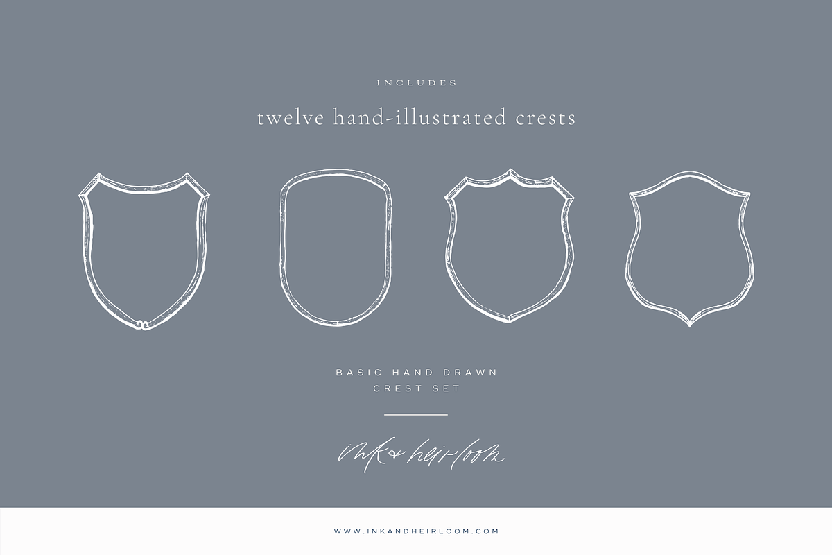 Basic Hand Drawn Crest Collection, an Illustration by Loren Schmidt Studio