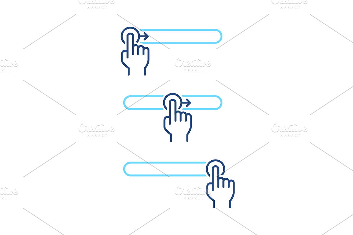 Set of hand button switch, an Outline Icon by GraphiShop | Creative Market