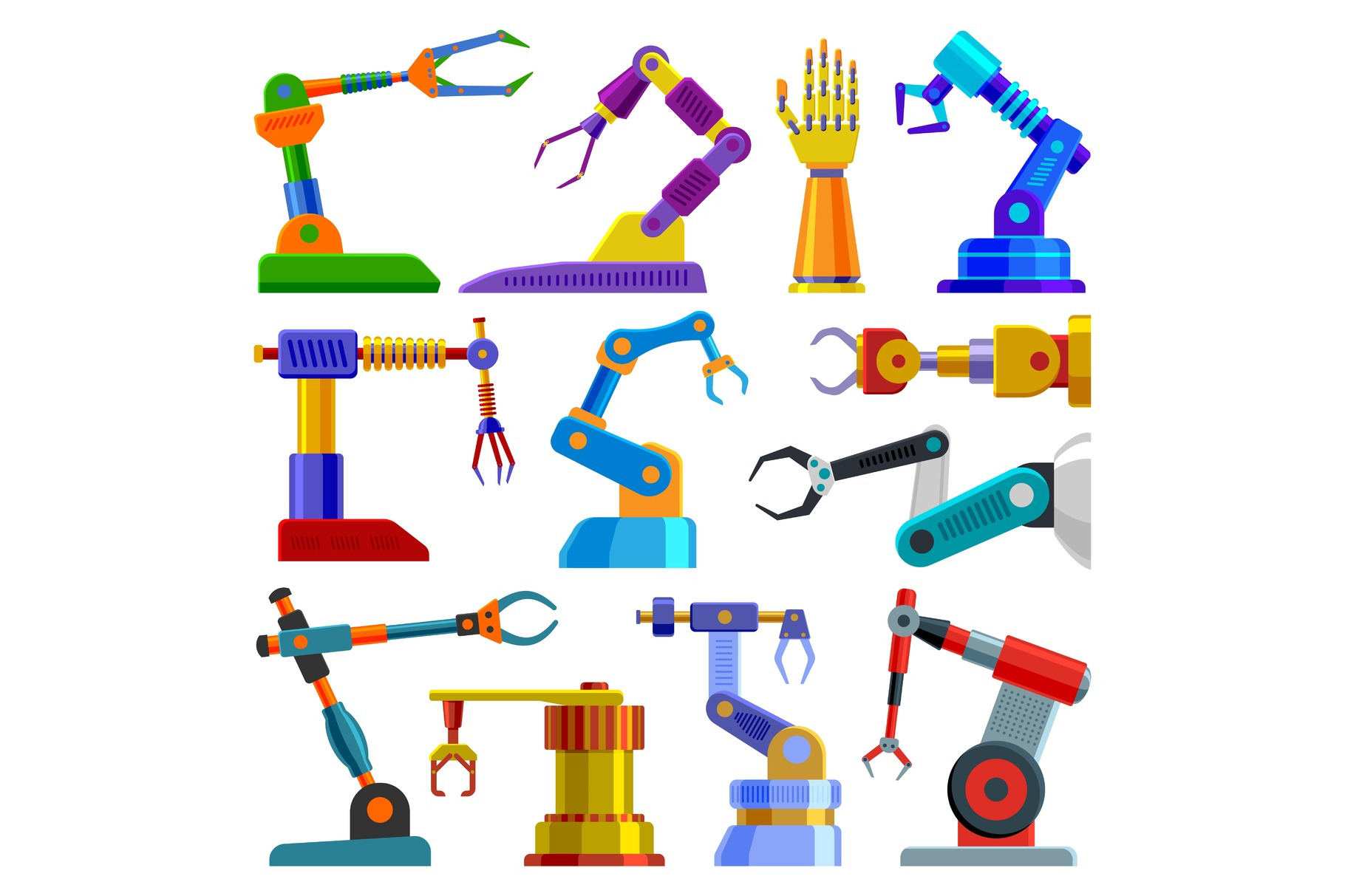 Robot arm vector robotic machine hand technology equipment illustration ...