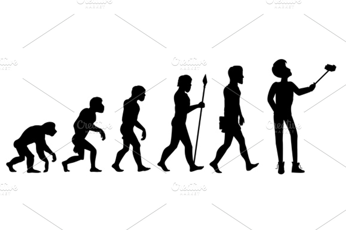 Human Evolution from Ape to Man, an Animal Illustration by robuart