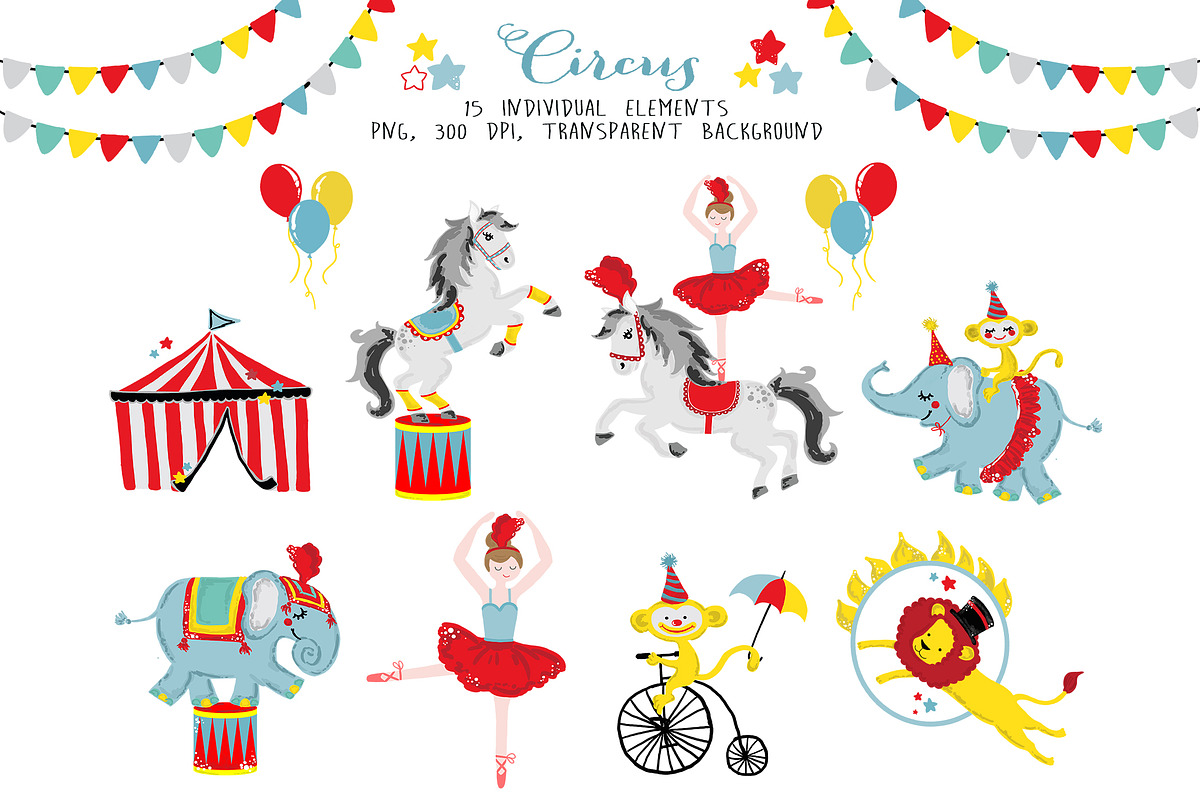 Circus Carnival Clip Art, an Animal Illustration by Magic Story Studio ...