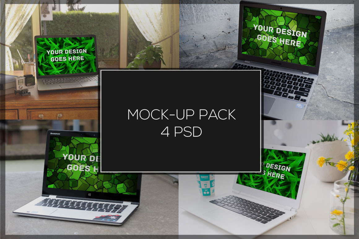 Laptop Mock-up Pack#3, a Packaging Mockup by vraiana