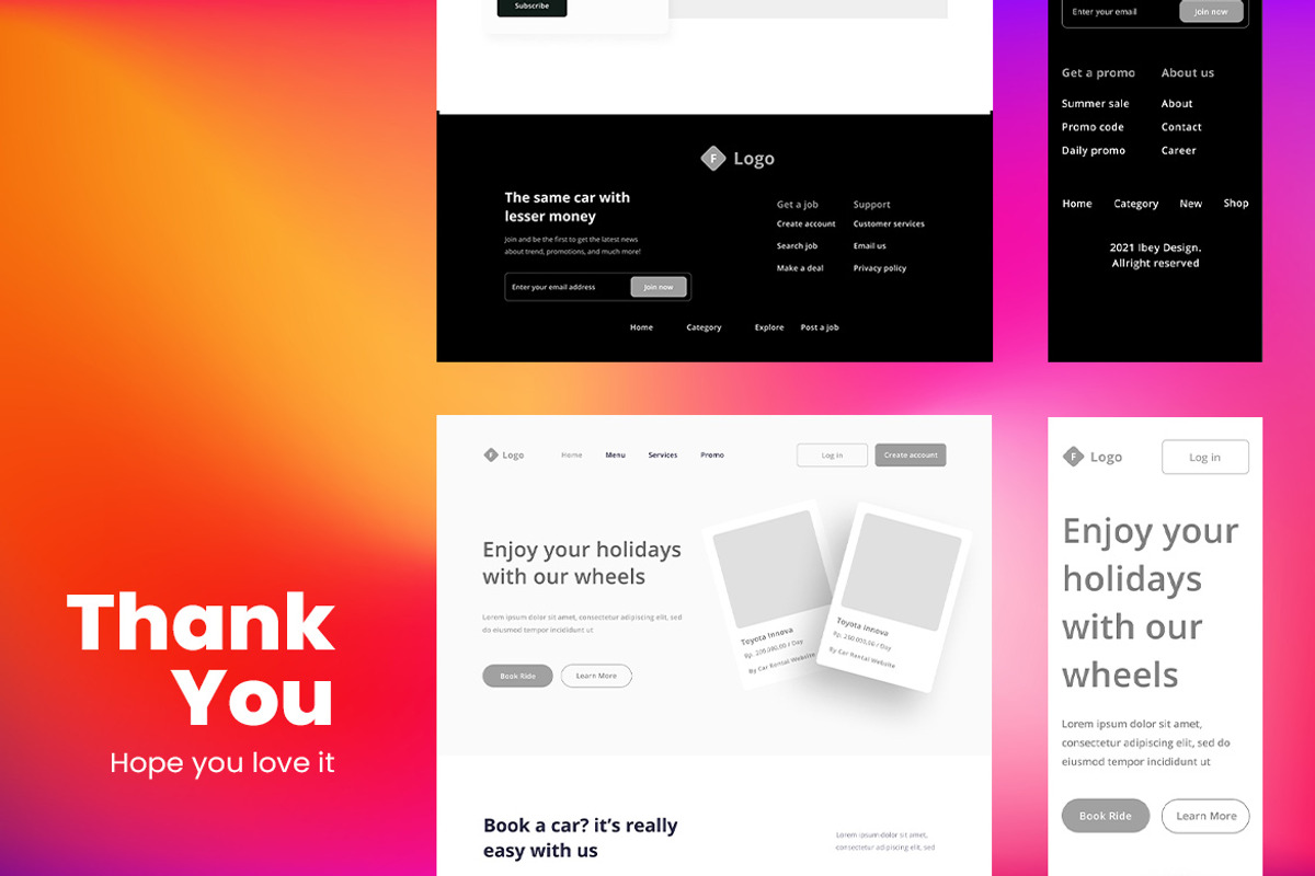 Car Rental Wireframe Website | Creative Market