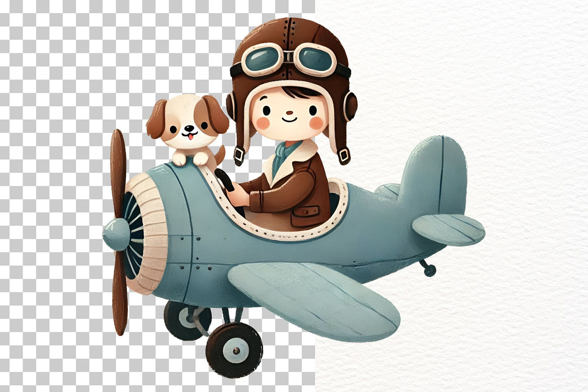 Cute Aviator Watercolor Clipart PNG, a Person Illustration by Nicolle's ...