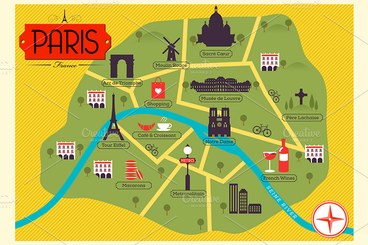 Map of Famous Cities Illustrations, an Illustration by Kursat Unsal