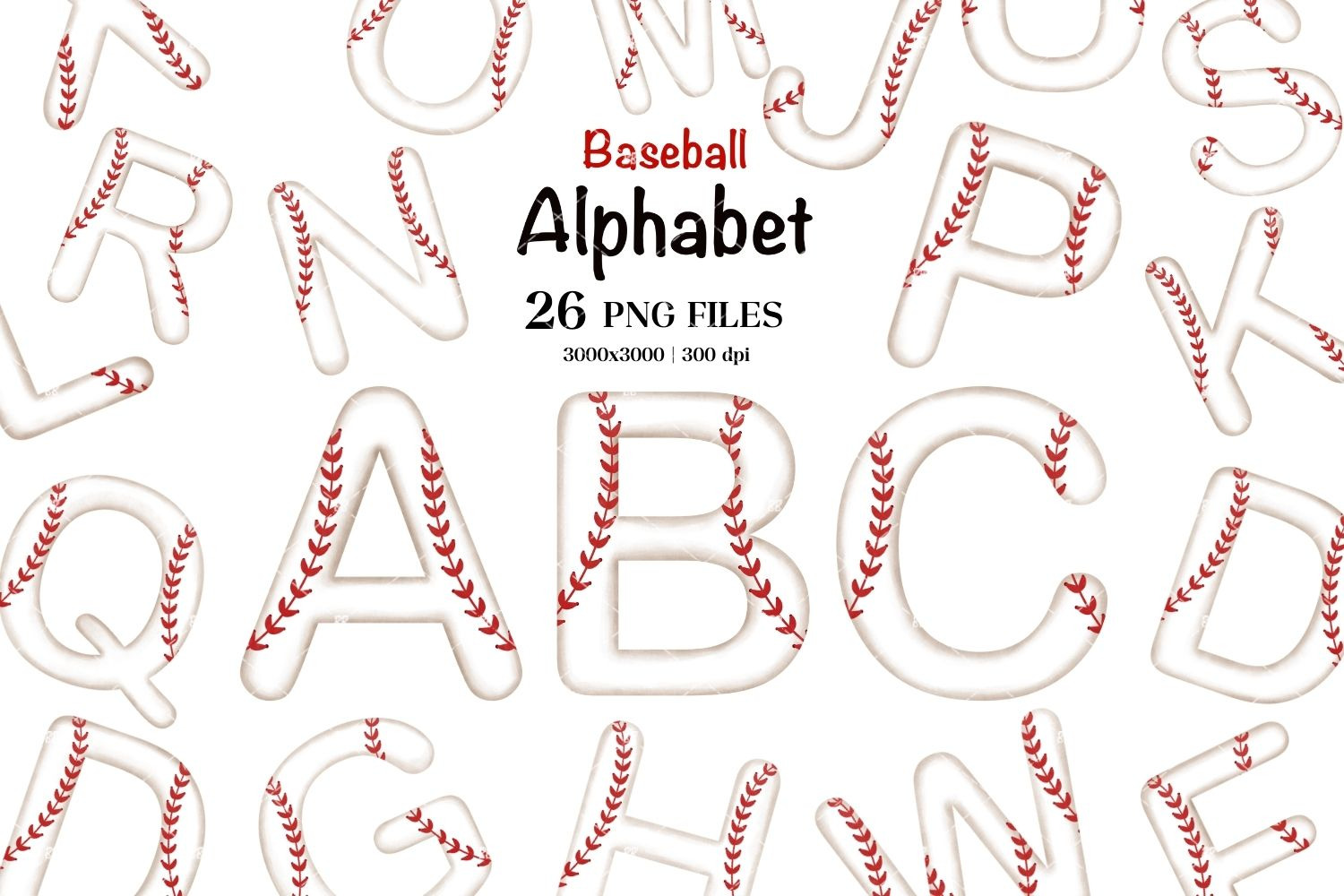 Baseball Alphabet Letters Clipart., a Sport Illustration by KisbyArt