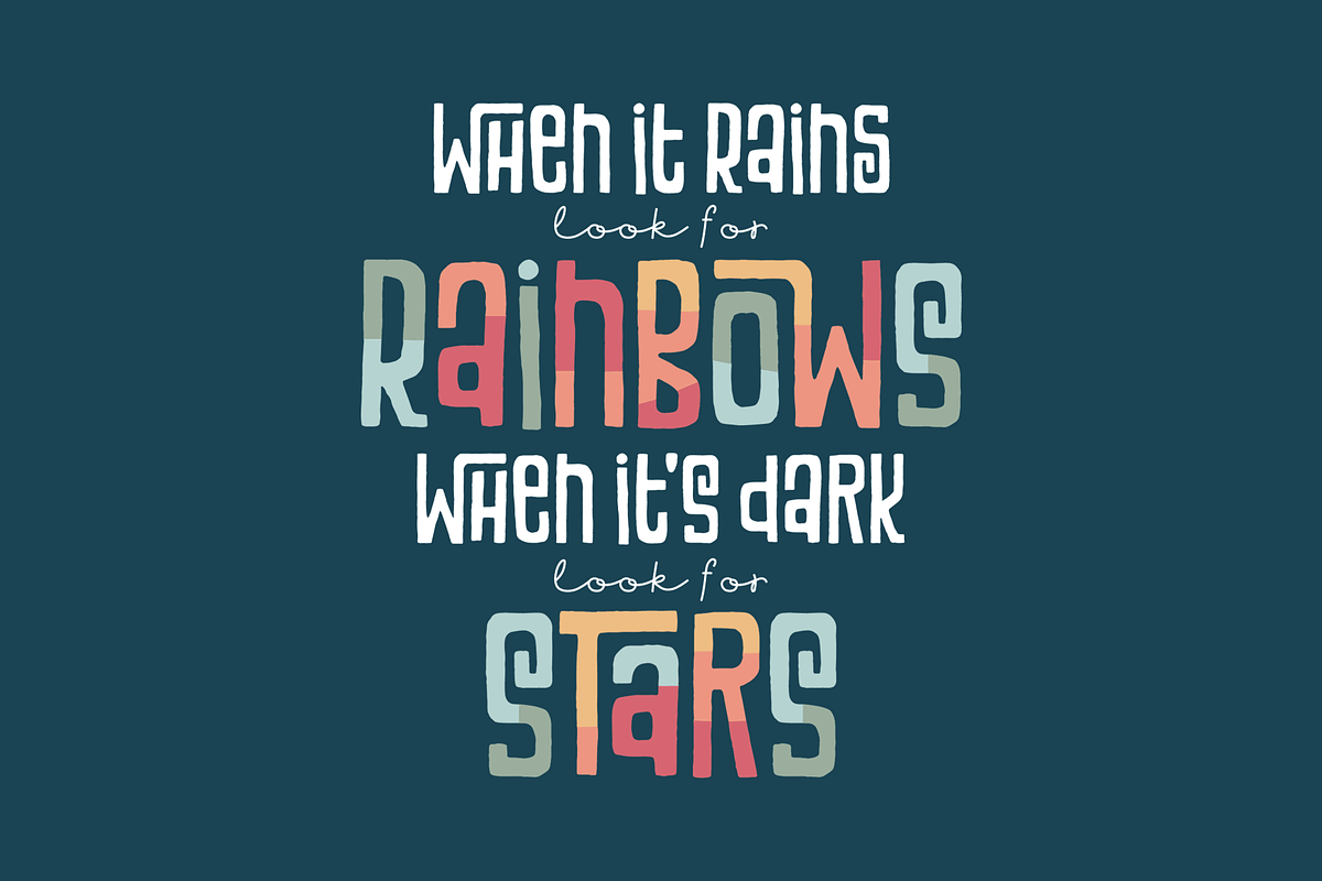 Vintage Rainbows Font, a Font by Denise Chandler