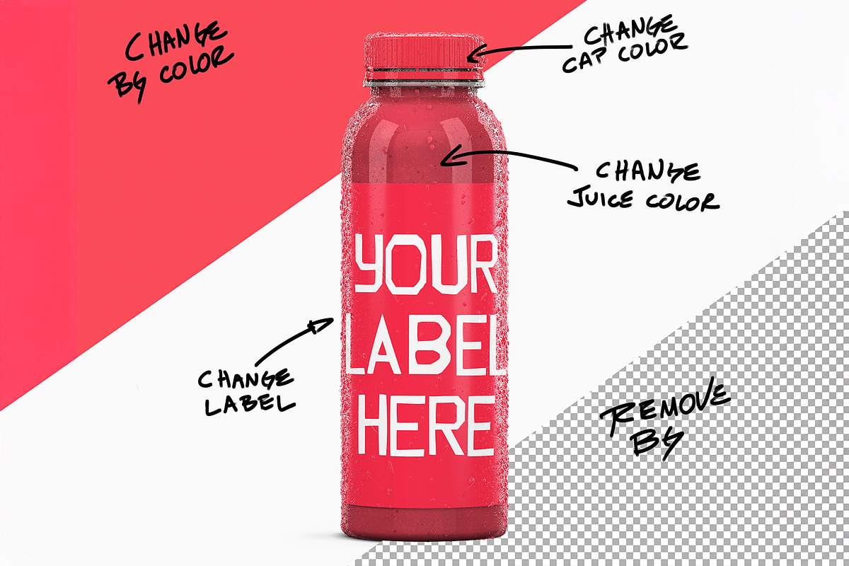 Realistic Smoothie Bottle Mockup PSD, a Packaging Mockup by LESZ Design